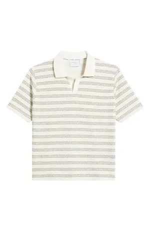 PERCIVAL Laurent Stripe Johnny Collar Cotton Blend Polo