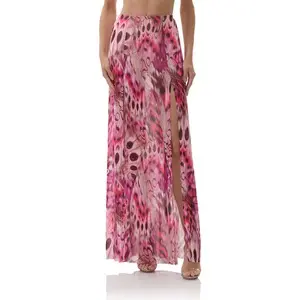 AFRM Batien Printed Mesh Maxi Skirt - Berry Butterfly