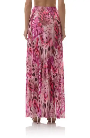 AFRM Batien Printed Mesh Maxi Skirt - Berry Butterfly