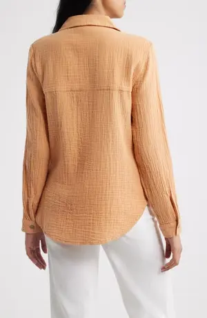 BEACHLUNCHLOUNGE Micaela Cotton Button-up Shirt - Caramel