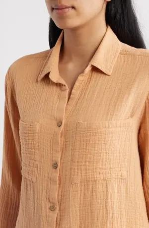 BEACHLUNCHLOUNGE Micaela Cotton Button-up Shirt - Caramel