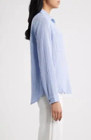 BEACHLUNCHLOUNGE Micaela Cotton Button-up Shirt - Light Denim