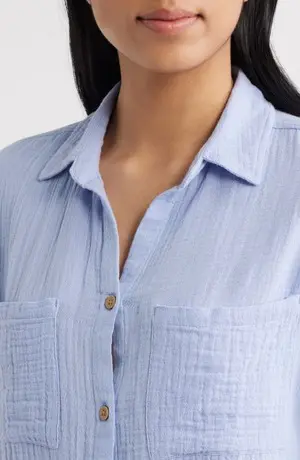 BEACHLUNCHLOUNGE Micaela Cotton Button-up Shirt - Light Denim