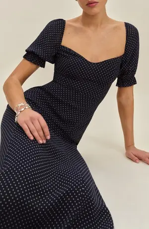 REFORMATION Gloria Swiss Dot Dress - Button