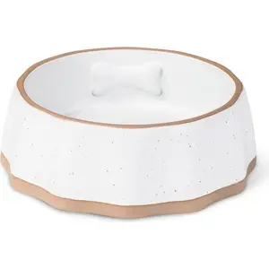 FRINGE STUDIO Scallop Speckled Small Pet Bowl - White