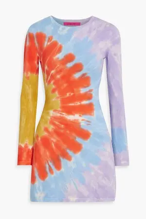 THE ELDER STATESMAN Nova Spin Tie-dyed Mini Dress - Orange