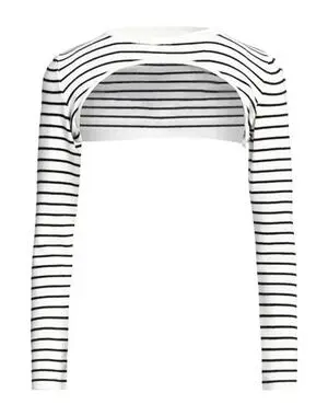 VICOLO Striped Intarsia Knit Shrug - Black