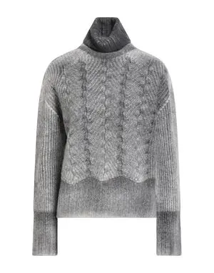 ARAGONA Turtleneck Wool-cashmere Knit Top - Grey