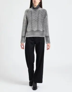 ARAGONA Turtleneck Wool-cashmere Knit Top - Grey