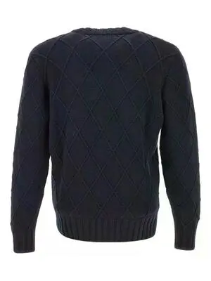 FILIPPO DE LAURENTIIS Diamond-weave Crew-neck Sweater - Blue