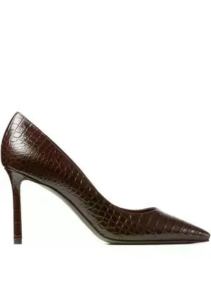 JIMMY CHOO Romy Crocodile-effect Leather Pumps - Brown
