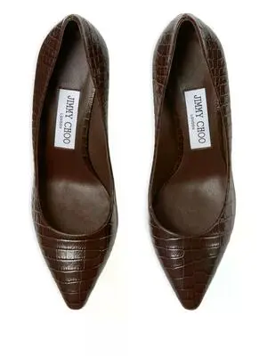 JIMMY CHOO Romy Crocodile-effect Leather Pumps - Brown