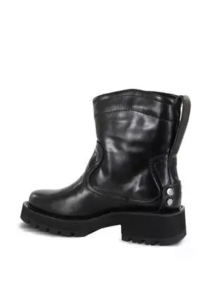GANNI Leather Stitched Boots - Black