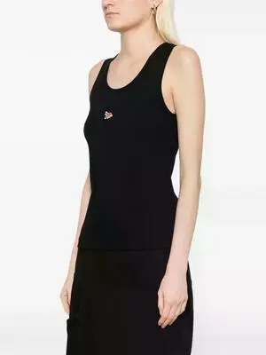 Maison Kitsuné Fox-embroidered Tank Top - Black