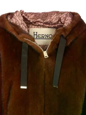 Herno Faux-fur Hooded Jacket - Brown