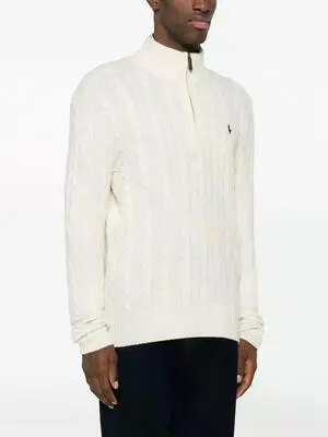 Polo Ralph Lauren Logo-embroidered Wool-blend Jumper - Neutrals