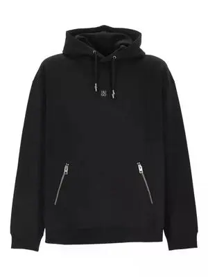 Hugo Logo-plaque Zip-pocket Hoodie - Black