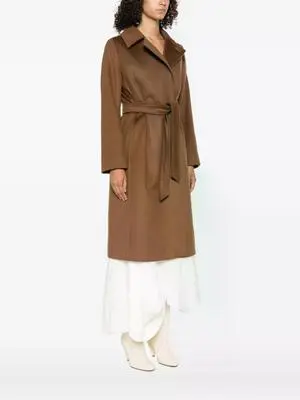 Max Mara Belted Notched-collar Coat - Brown