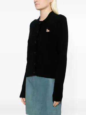 Maison Kitsuné Baby Fox-embroidered Wool Cardigan - Black