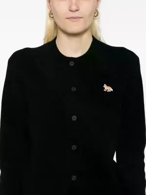 Maison Kitsuné Baby Fox-embroidered Wool Cardigan - Black