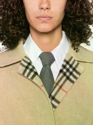 Burberry Check-lined Belted Wool Coat