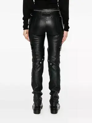Moncler Sheepskin Leather Trousers With Zip Detailing