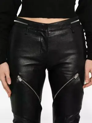 Moncler Sheepskin Leather Trousers With Zip Detailing
