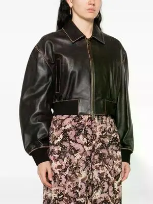 ARMA Desy Cropped Leather Jacket - Brown