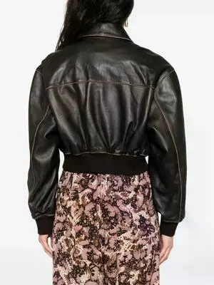 ARMA Desy Cropped Leather Jacket - Brown