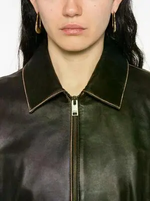 ARMA Desy Cropped Leather Jacket - Brown