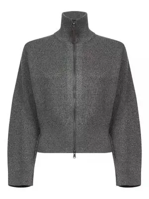 Brunello Cucinelli High-neck Zip-fastening Cardigan - Grey