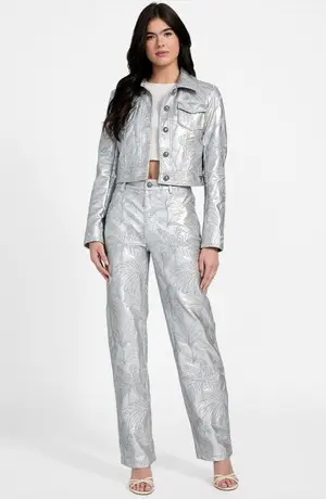 Guess Embroidered Faux Leather Jacket
