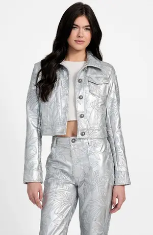 Guess Embroidered Faux Leather Jacket
