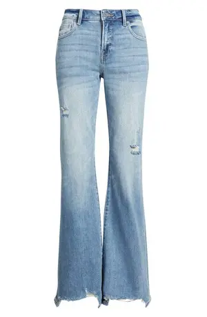 HIDDEN JEANS Ripped Mid-rise Flare Jeans