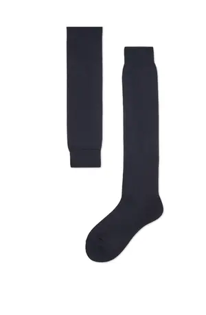 Brunello Cucinelli Cotton Calf Socks - Navy Blue