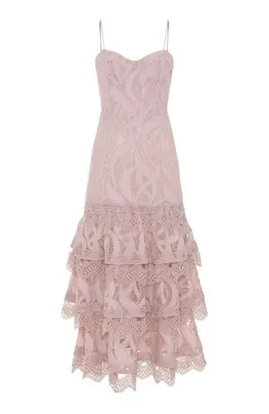 PatBO Aura Lace Flutter Midi Dress