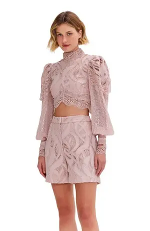PatBO Aura Lace Shorts - Rose