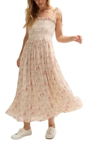 LILY AND LIONEL Annie Smocked Printed Maxi Dress - Pink