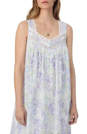 Eileen West Floral Print Cotton Lawn Ballet Nightgown - Whitelil