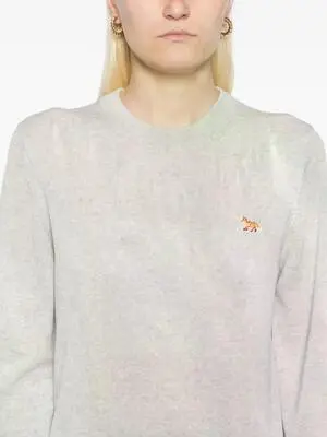Maison Kitsuné Baby Fox-embroidered Wool Top - Grey