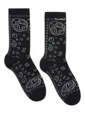 Alanui Bandana-intarsia Socks - Black