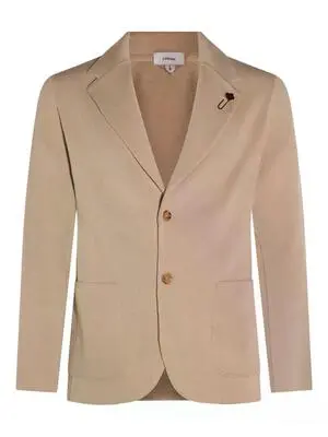LARDINI Buttoned Blazer With Flower Embellishment - Neutrals
