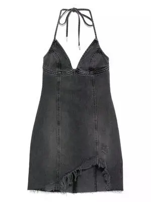 Blumarine Halter-neck Denim Mini Dress - Grey