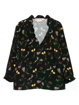 Marni Floral-print Blouse - Black