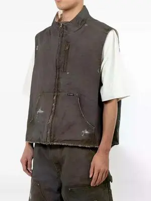 KAMIYA Distressed Zip-fastening Vest