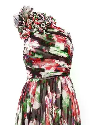 Costarellos Floral-print One-shoulder Maxi Dress