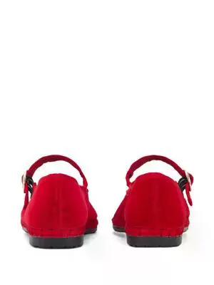 FLABELUS Mary Jane Velvet Ballet Flats - Red