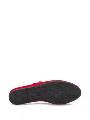 FLABELUS Mary Jane Velvet Ballet Flats - Red