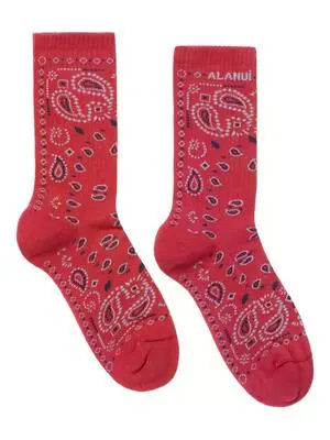 Alanui Bandana-intarsia Socks - Red
