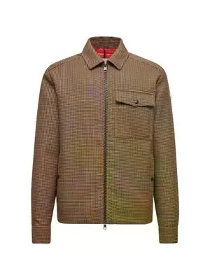 Moncler Houndstooth-pattern Zip-front Jacket - Brown